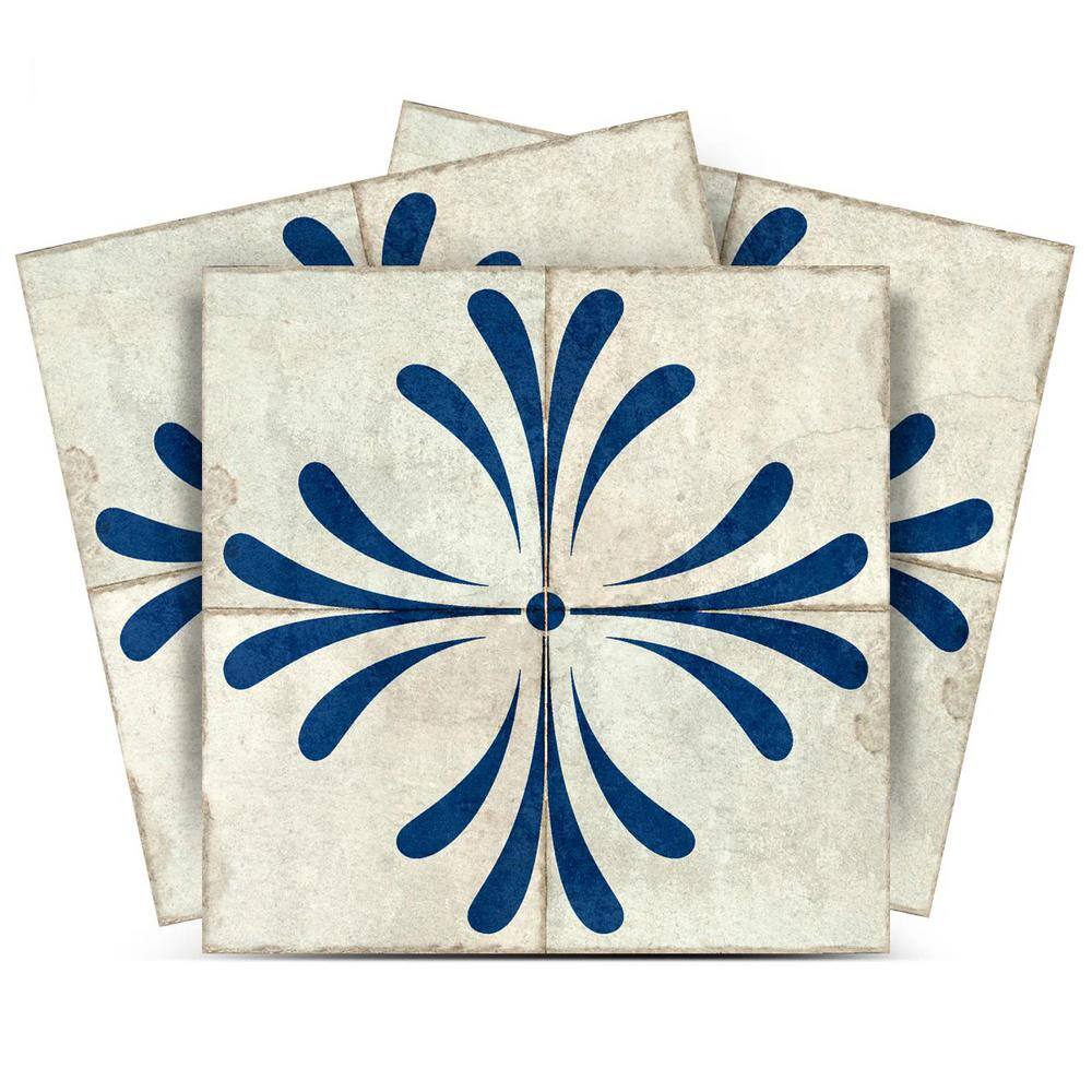 MI ALMA Dark Blue R1132 5 in. x 5 in. Vinyl Peel and Stick Backsplash ...