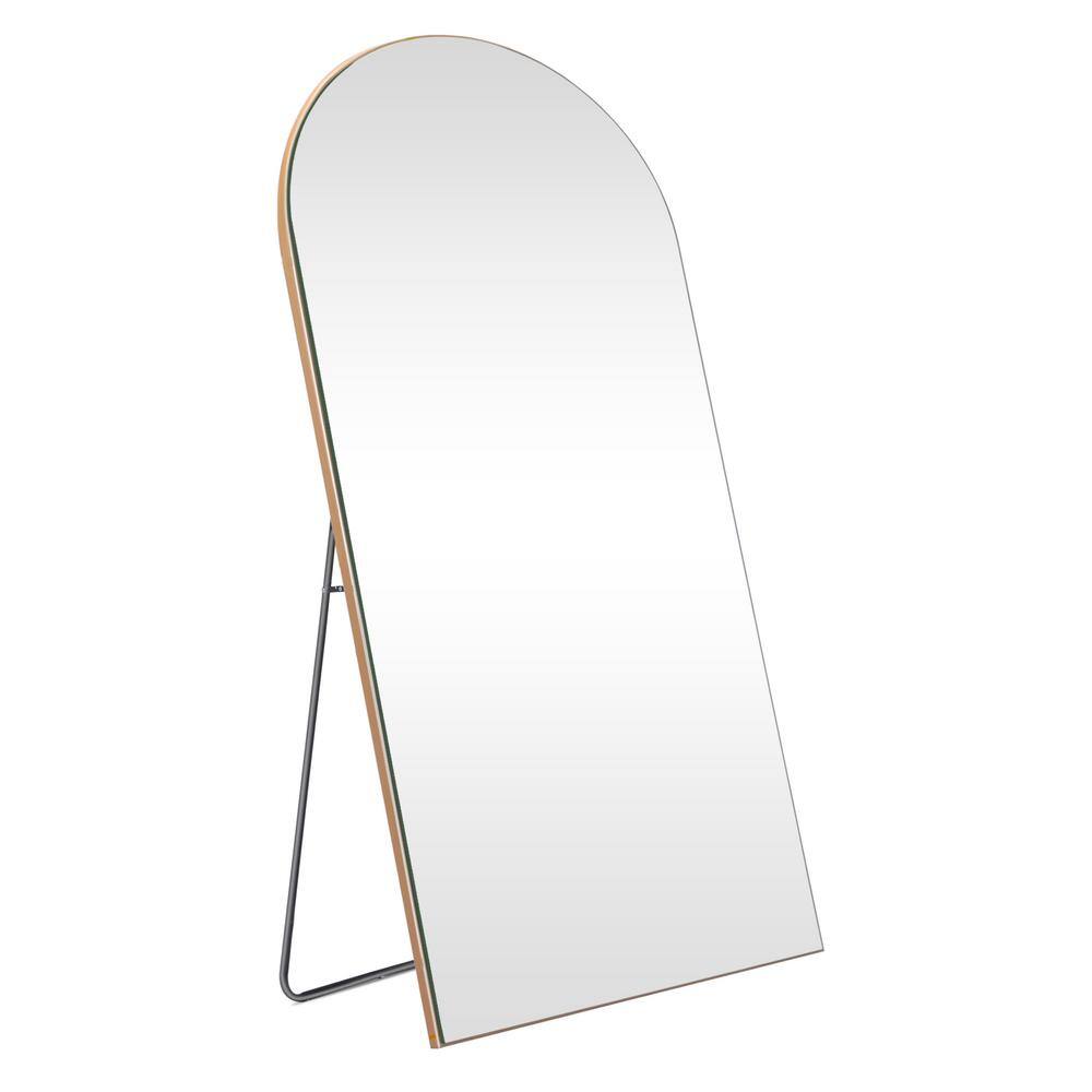 GOGEXX 28 in. W x 71 in. H Large Metal Gold Standing Mirror Arched Full ...