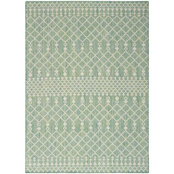 Nourison Positano Blue Green 5 ft. x 7 ft. Moroccan Contemporary Area ...