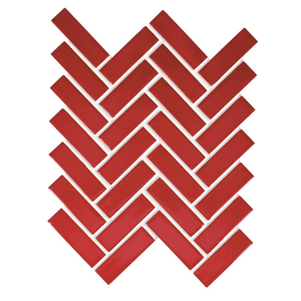 Daltile Restore Red 9 in. x 12 in. Glazed Ceramic Herringbone Mosaic ...