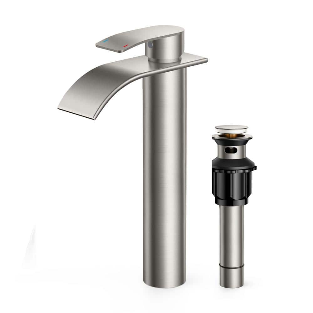 androme Waterfall 11 in. Single Hole Single Handle Bathroom Stainless ...