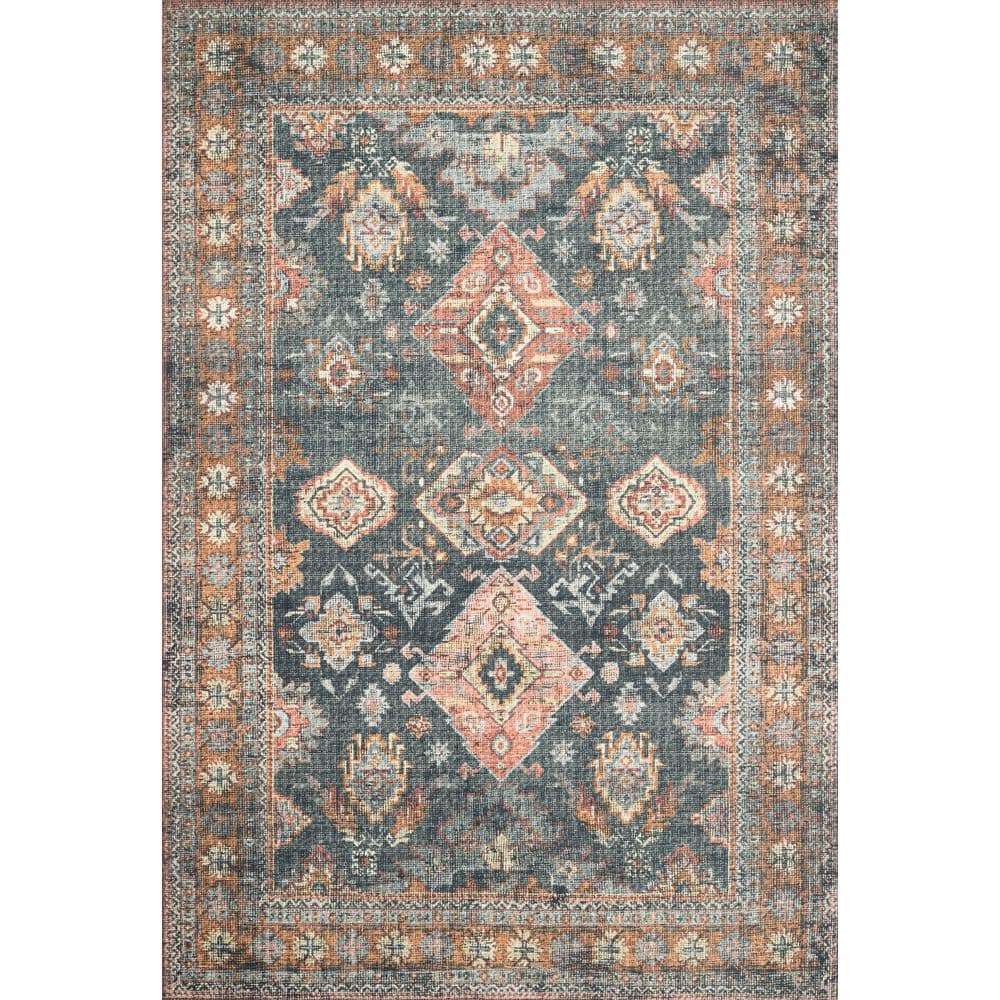 Loloi Skye Sea/Rust 6' X 9' Printed Distressed Oriental Area Rug ...