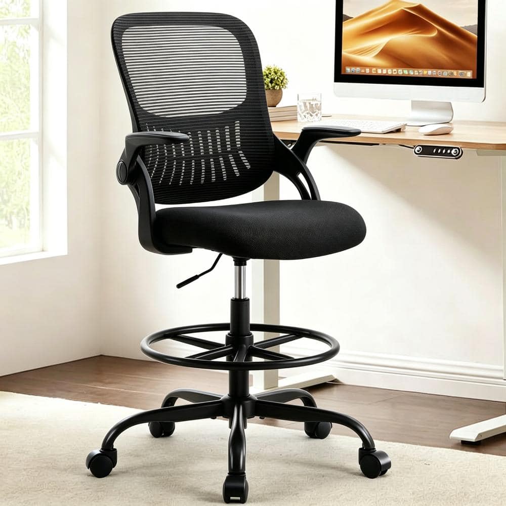 Mydepot Drafting Chair, Tall Office Chair with Lumbar Support, Standing ...