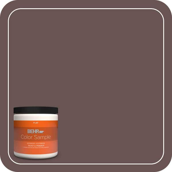 BEHR PREMIUM PLUS 8 oz. #MQ1-42 Briar Wood Flat Interior/Exterior Paint ...