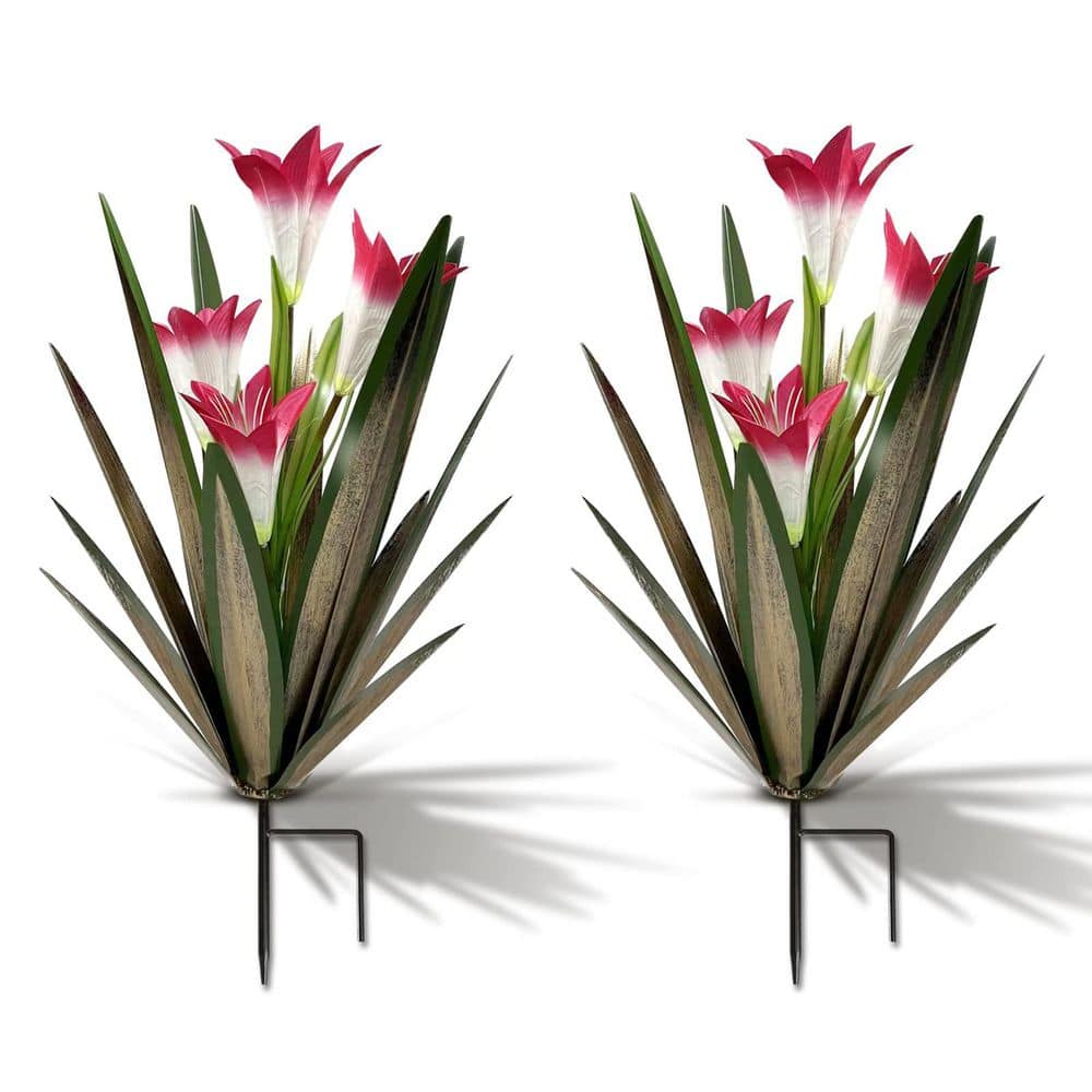 OGETFUUR 2-Pack Metal Outdoor Garden Agave Lily Decorative, Agave Plant ...
