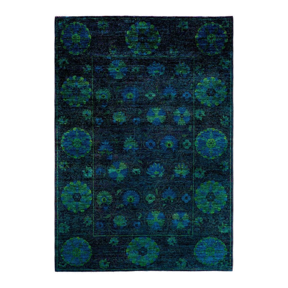 Chloe & Olivia Home Overdyed Dark Blue 6 ft. 1 in. x 8 ft. 1 Wool ...