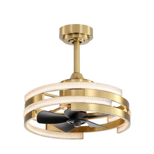 Breezary Ternence 18 in. Integrated LED Indoor Gold Crystal Ceiling Fan ...