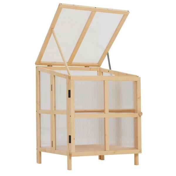 OGETFUUR 2 Tier Wood Foldable Portable Raised Planter Box, Cold Frame ...