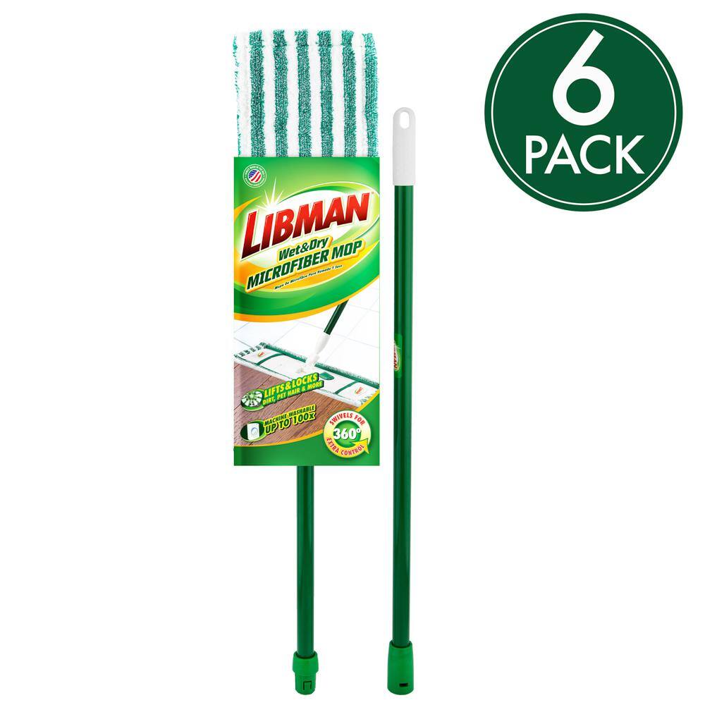 Libman 18 in. Microfiber Wet and Dry Flat Mop with 2-Piece Handle (6 ...