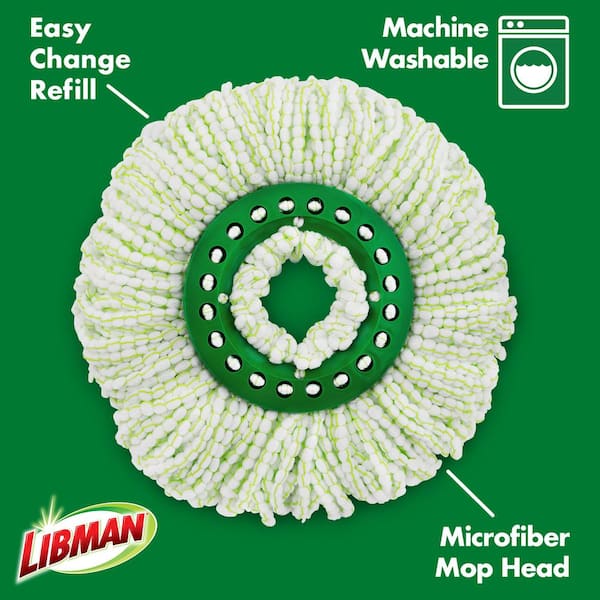 Libman Tornado Spin Mop with Bucket Cleaning System, Microfiber Spin Mop Head, Machine Washable ...