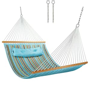 Angel Sar 12 ft. Double Quilted Fabric Dark Cream Hammock with Spreader ...