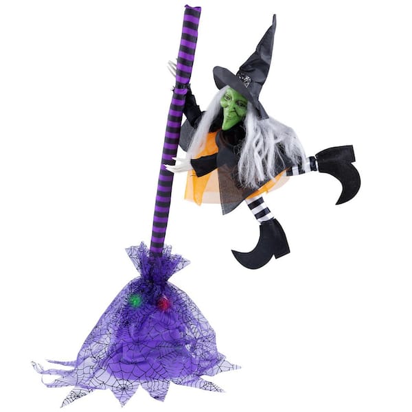 Northlight Animated Flying Witch with Broom Halloween Decoration-25 ...