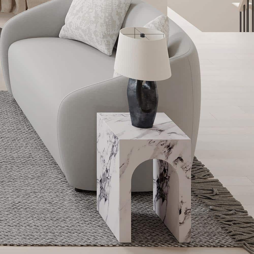Acme Furniture Fritzy 12 in. Engineered Stone Finish Square Stone End ...