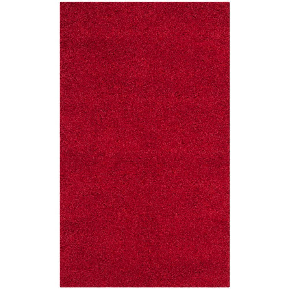 SAFAVIEH Laguna Shag Red Doormat 3 ft. x 5 ft. Solid Area Rug SGL303H-3 ...