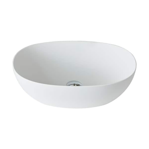 CASAINC 22 in. x 15 in. Oval Vessel Sink with Pop-up Drain, Modern ...
