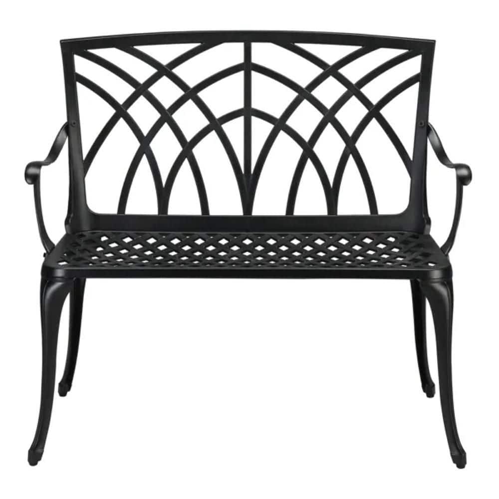 2-Person 38 in. Aluminum Antique Style Outdoor Orchid Back Bench, Rust ...