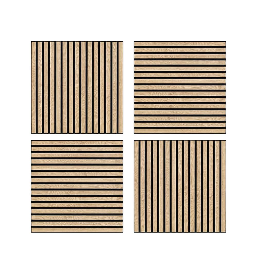 Owndeign 0.7 in. x 2 ft. x 2 ft. Natural Wood Slat Acoustic Panels ...