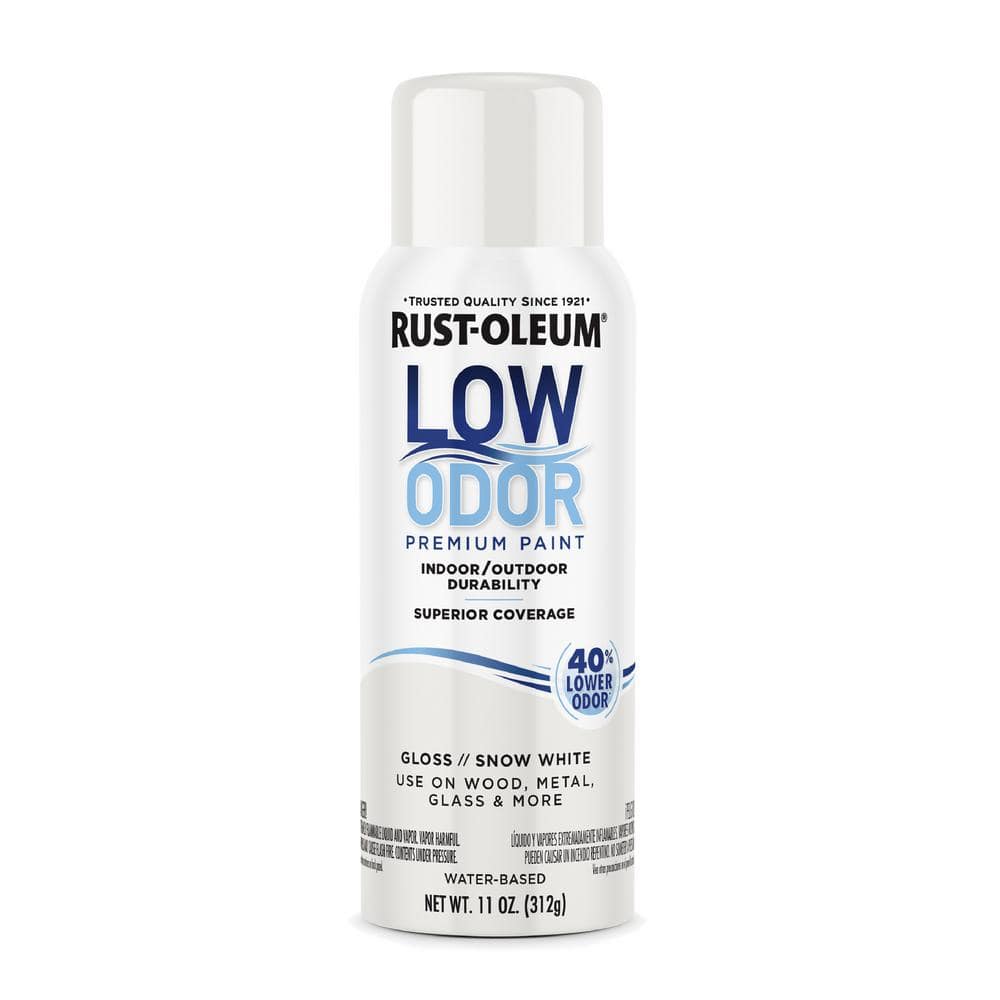 Rust-Oleum Low Odor 11 oz. Gloss Snow White Low Odor Water-Based Spray ...