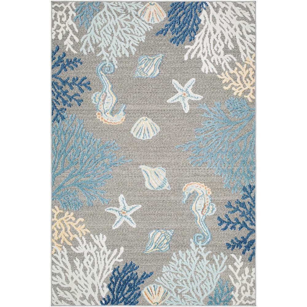 Livabliss Lakeside Blue/Multi Floral and Botanical 2 ft. x 3 ft. Indoor ...