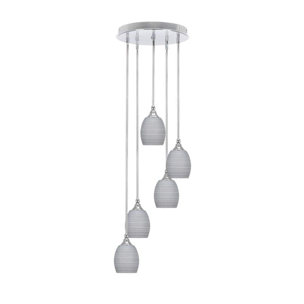 Villa 5 Light Chrome Pendant, Cluster Pendant Light with 5 in. Gray ...