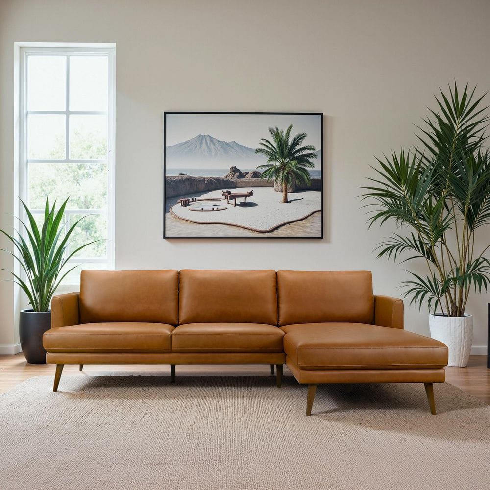 Ashcroft Furniture Co Lorenzo 106 in. Square Arm 2-Piece Faux Leather ...