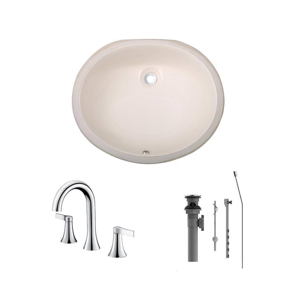 CHESHIRE 17 in. Undermount Oval Bathroom Sink with Overflow Drain in ...