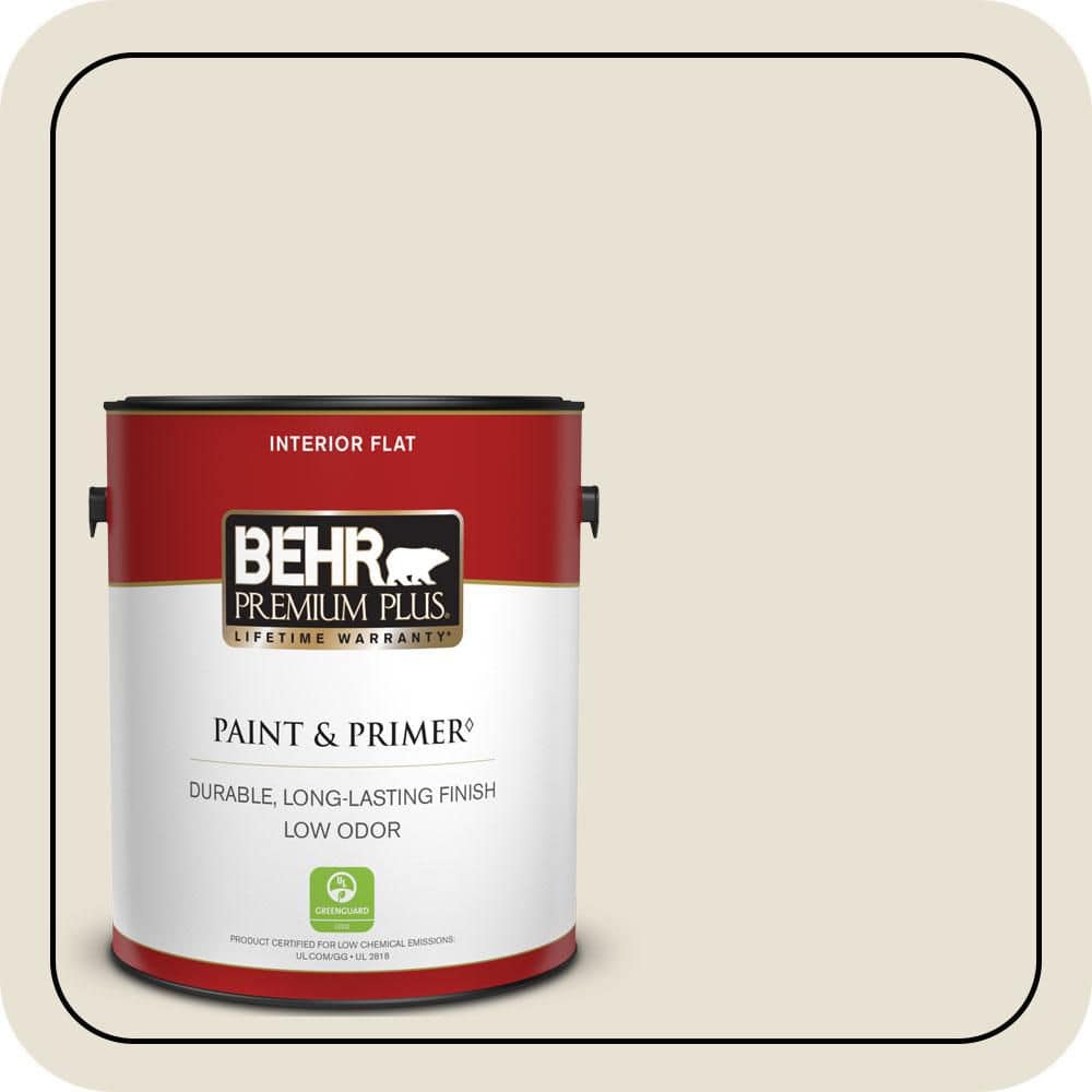 BEHR PREMIUM PLUS 1 gal. #BXC-62 Alabaster Flat Low Odor Interior Paint ...