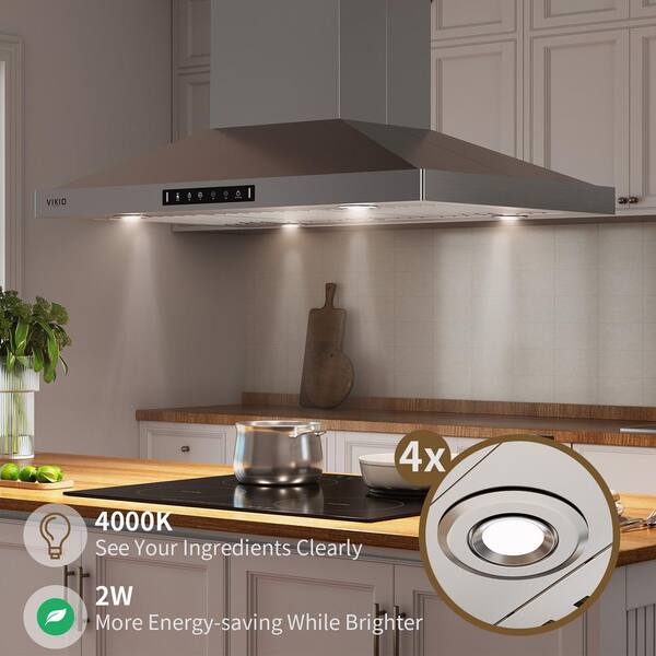 36 in. 400 CFM Convertible Quiet Island Downdraft System Range Hood in Stainless Steel w Charcoal Fliter Gesture Control