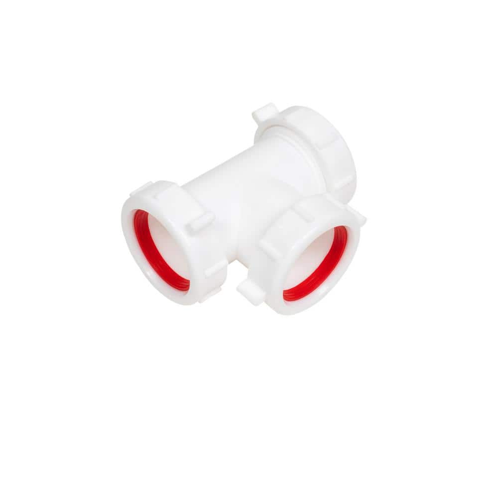Oatey 1-1/2 in. White Plastic Sink Drain Center Slip-Joint Tee HDC9679 ...