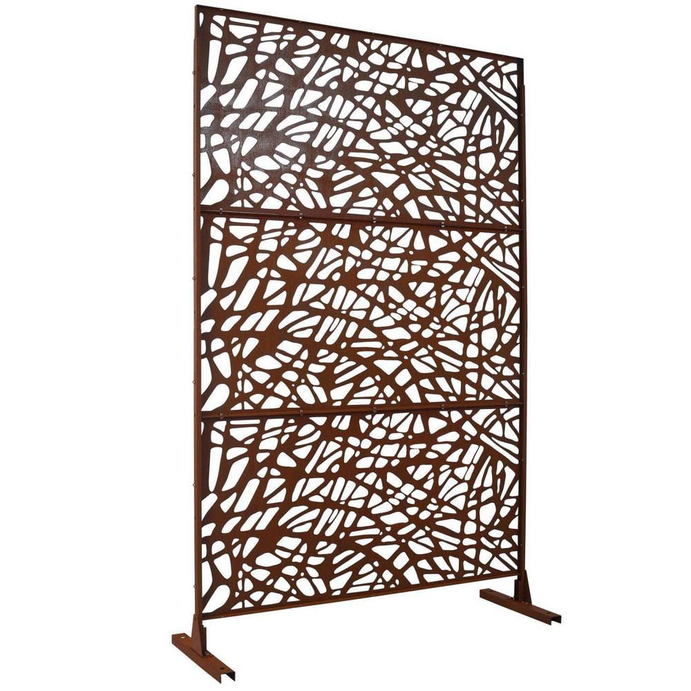 Miscool Anky 76 in. H x 48 in. W Steel Garden Fence, Metal Privacy ...