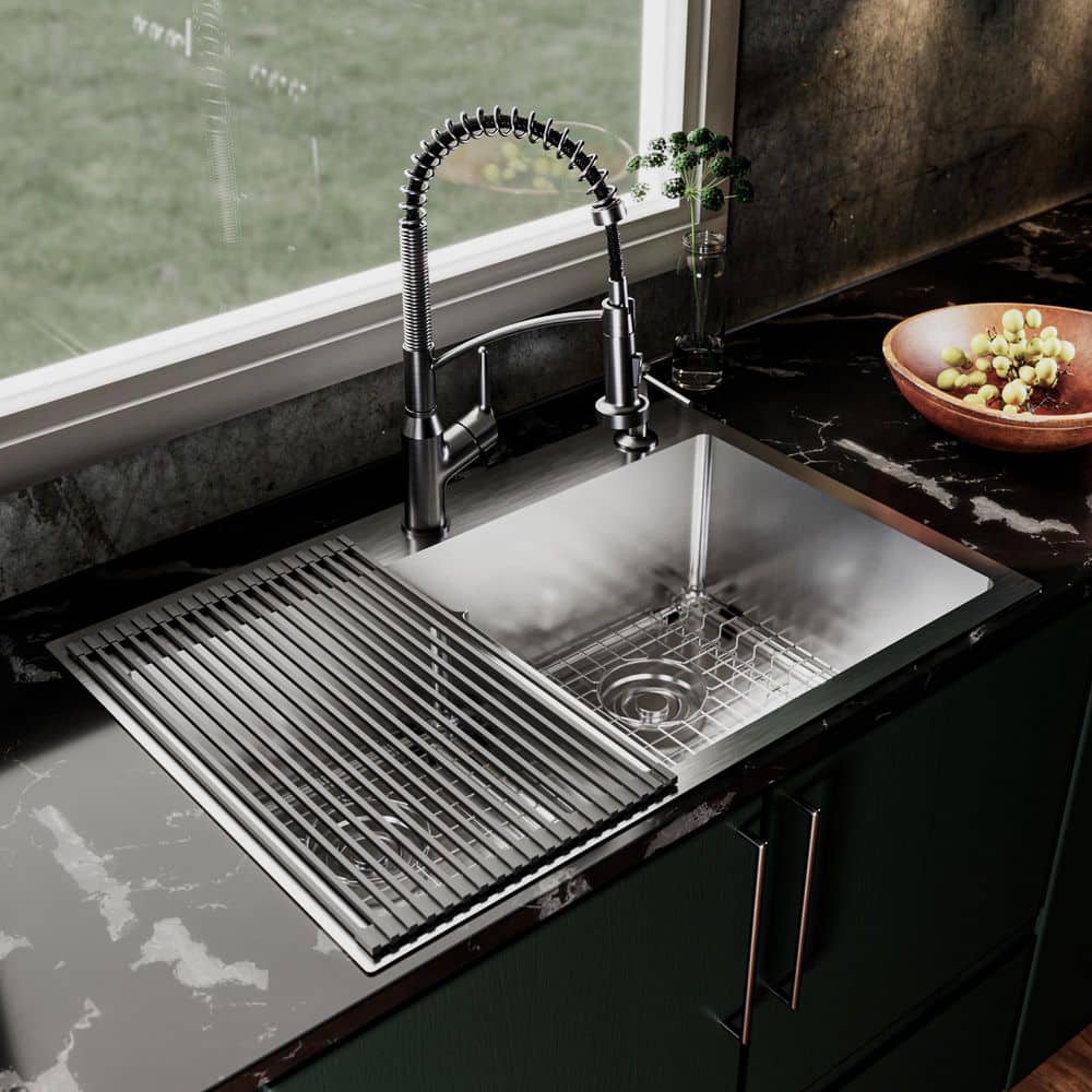 Karran Fusion 33 in. Drop-In Double Bowl 16-Gauge Stainless Steel ...