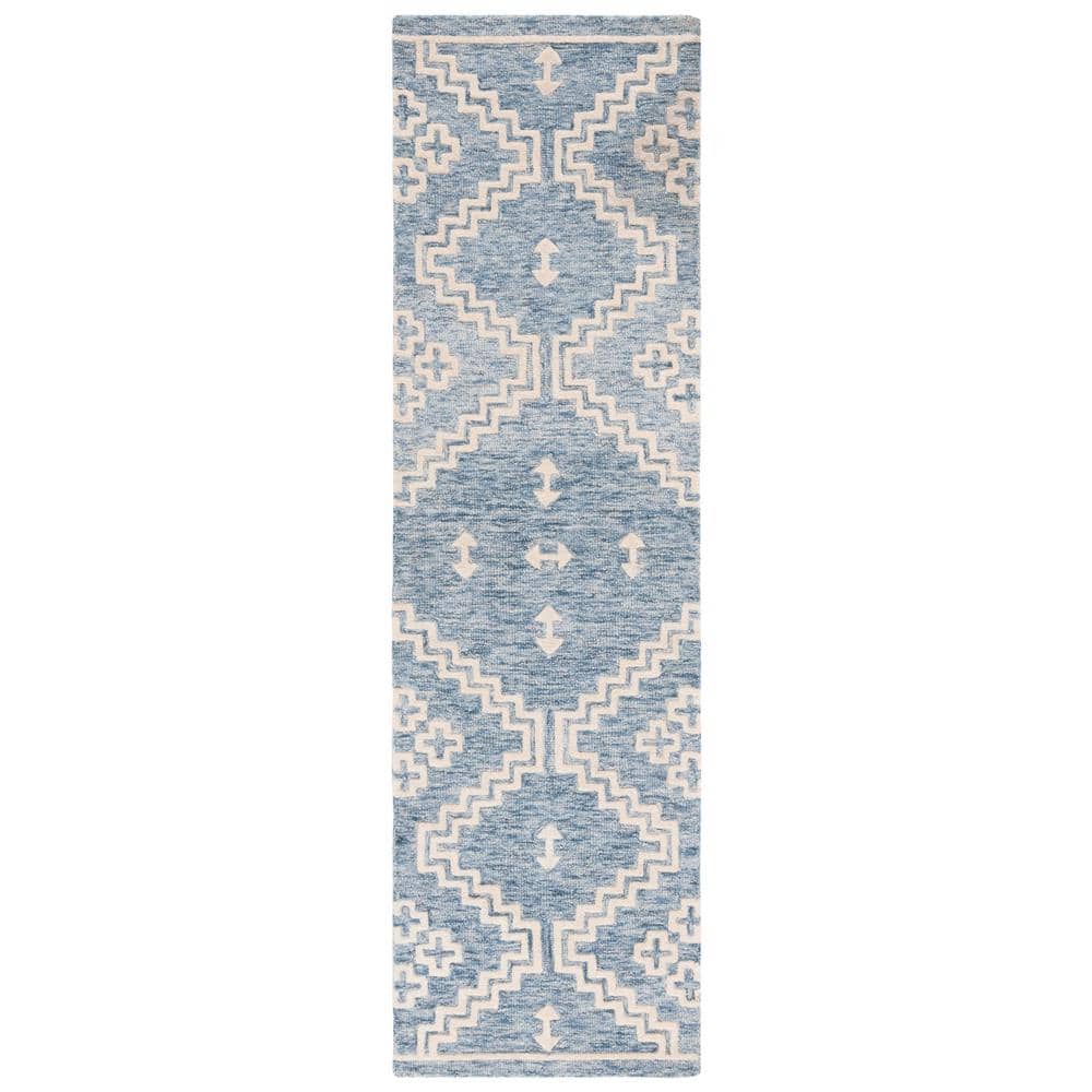 SAFAVIEH Abstract Blue/Ivory 2 ft. x 8 ft. Tribal Chevron Runner Rug ...