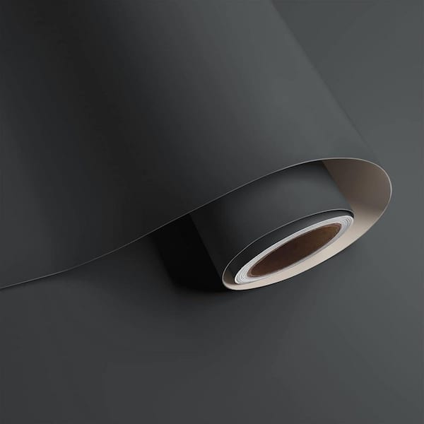 Dark Gray Solid Color Contact Paper Peel and Stick Wallpaper Roll Set ...