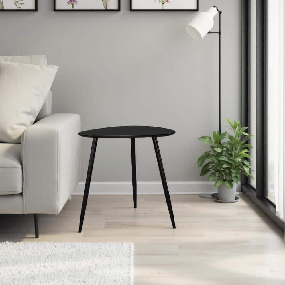 Benjara Deso 20 in. Black Triangular Wood Side End Table with Metal ...