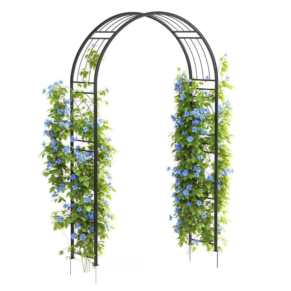 Meiyiu 94.5 in. x 59 in. Metal Garden Arch Trellis Outdoor Steel Arbor ...