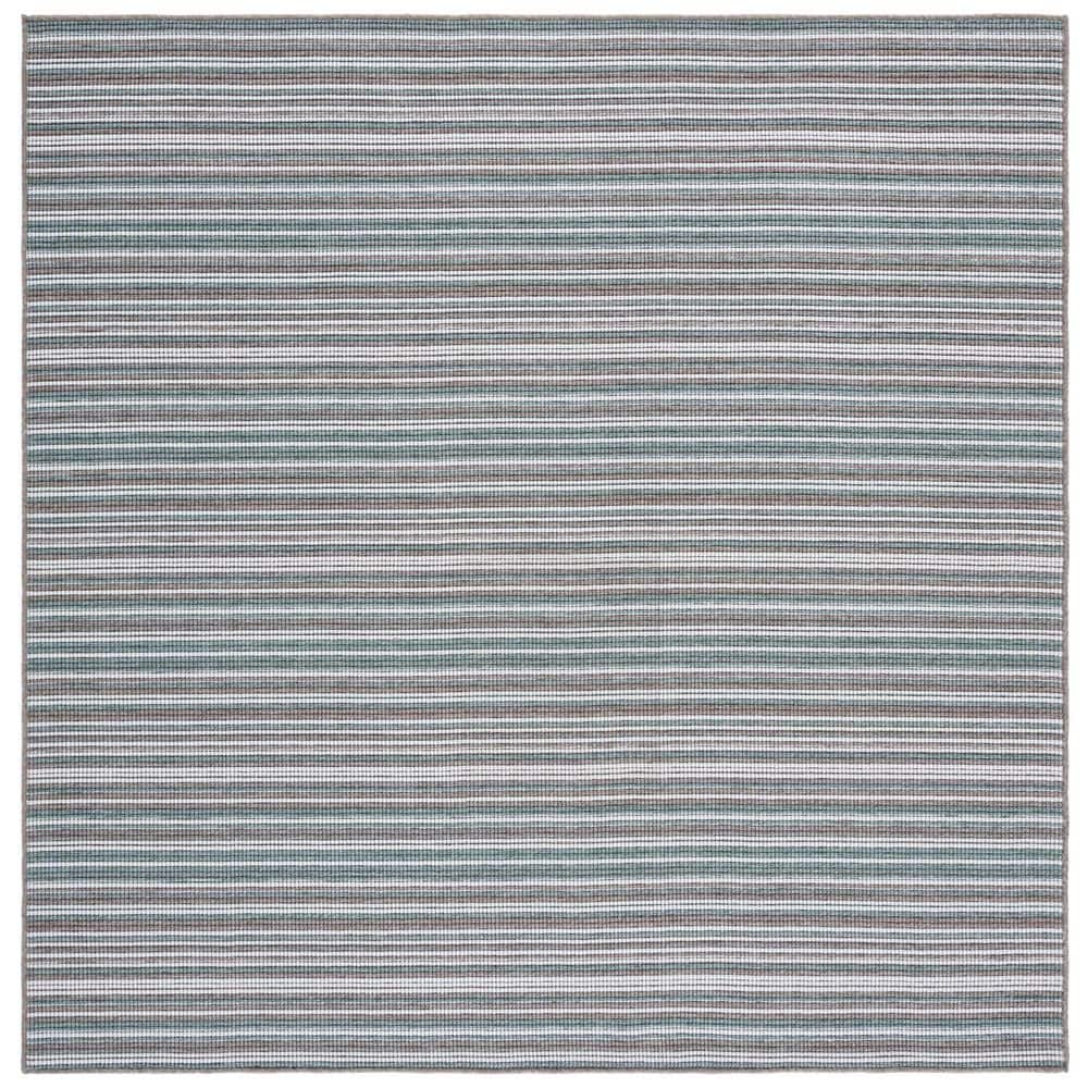 SAFAVIEH Escape Green/Brown 7 ft. x 7 ft. Machine Washable Striped ...