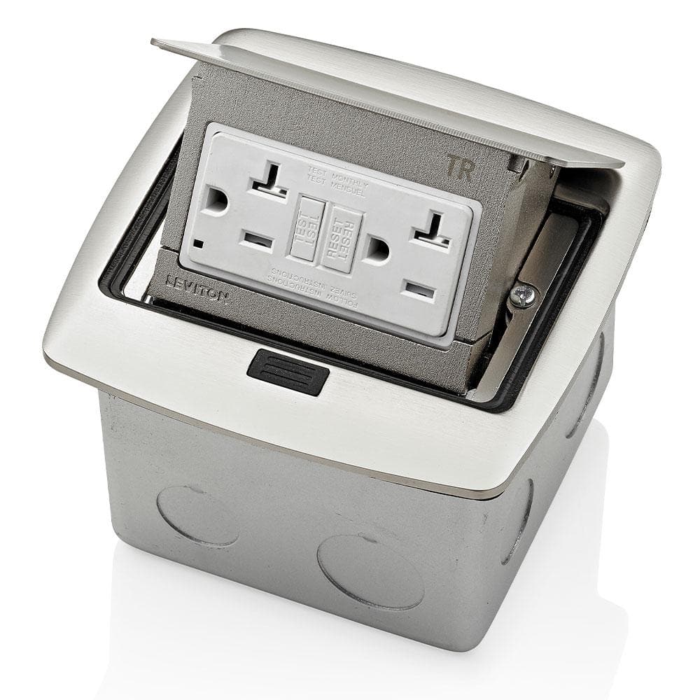 Leviton Pop-Up Floor Box with 20 Amp, Tamper-Resistant Self-Test GFCI ...