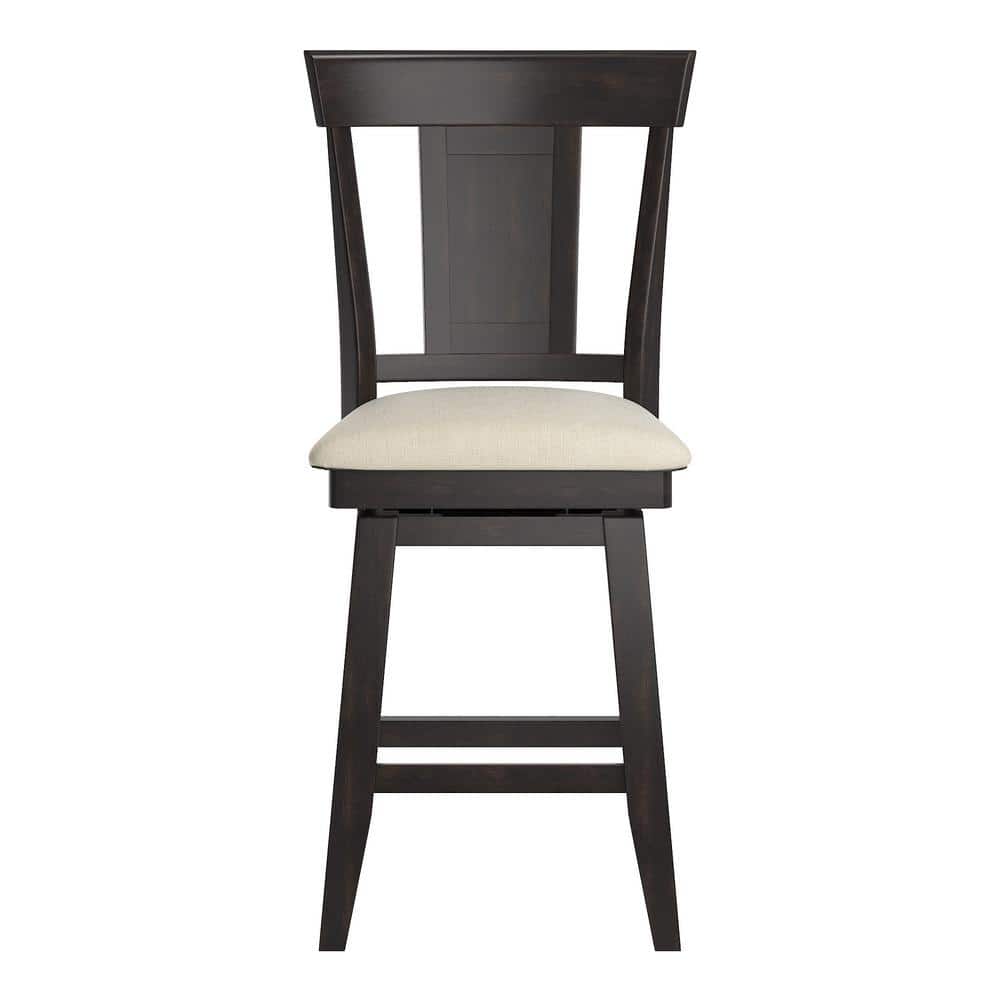 HomeSullivan 24 in. H Antique Black Panel Back Swivel Chair with Beige ...