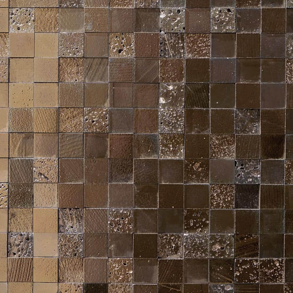 Ivy Hill Tile Deco Lava Blocks Bronze 12.51 in. x 12.51 in. Metallic ...