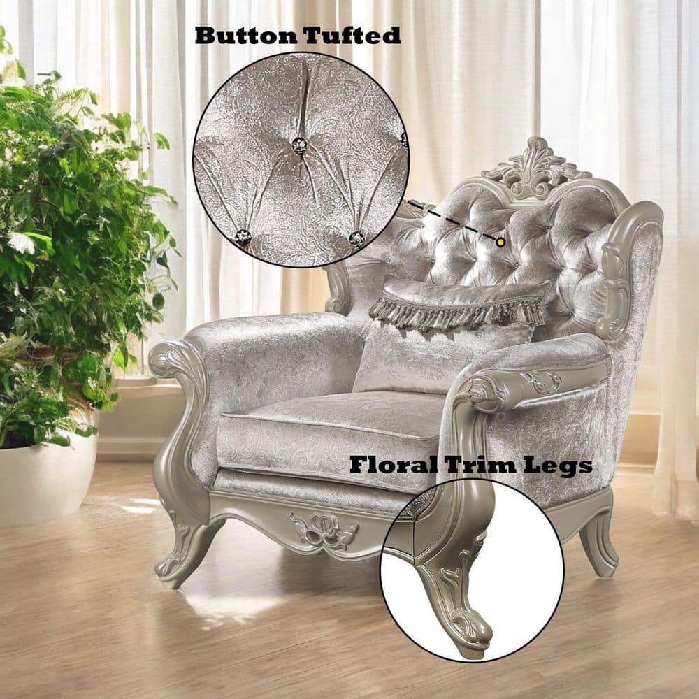 Acme Furniture Libertee Beige and Champagne Fabric Arm Chair (Set of 1 ...