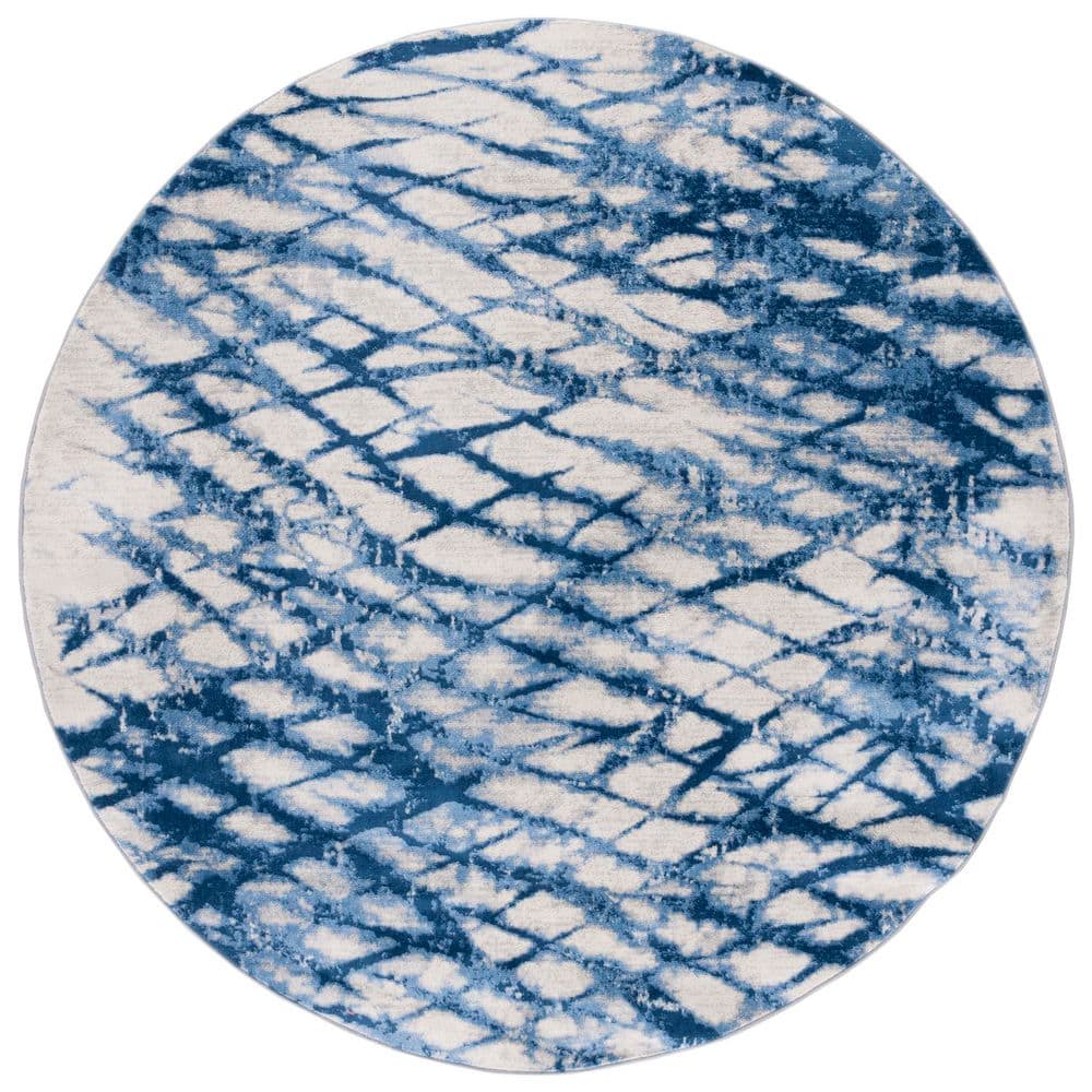 SAFAVIEH Jasper 7 ft. x 7 ft. Navy/Ivory Abstract Linear Round Area Rug ...