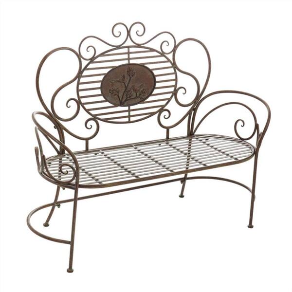 Evergreen 50 in. Floral Birds Hampshire Metal Outdoor Garden Bench ...