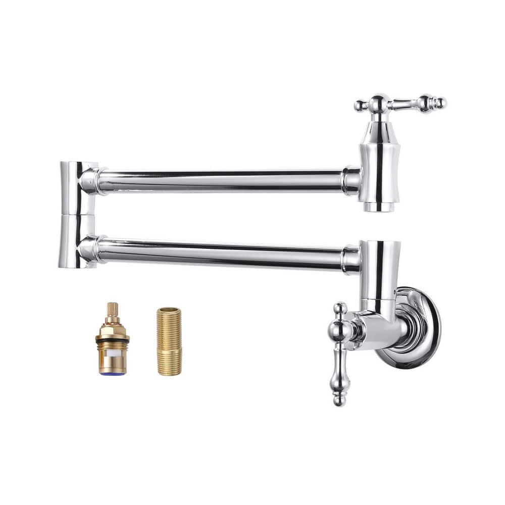 VEVETTA ﻿Brass Wall Mounted Pot Filler Double Joint Swing Arms Kitchen ...