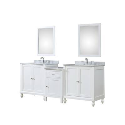 Direct vanity sink Classic 70 in. Bath Vanity in White with Carrara ...