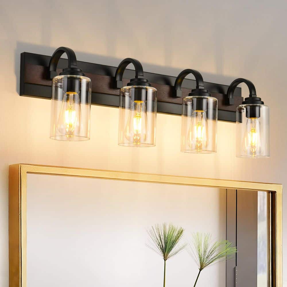 PAKOKULA 30.31 in. 4-Light Bathroom Vanity Light with Clear Glass ...