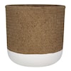 Trendspot 10 in. White and Natural Reed Round Cement Planter ECR01682N ...
