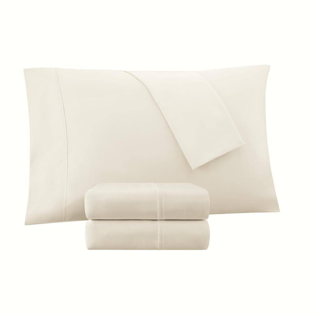 Serta X Comfort 3-Piece Cream Solid Cotton Blend Twin Sheet Set ...