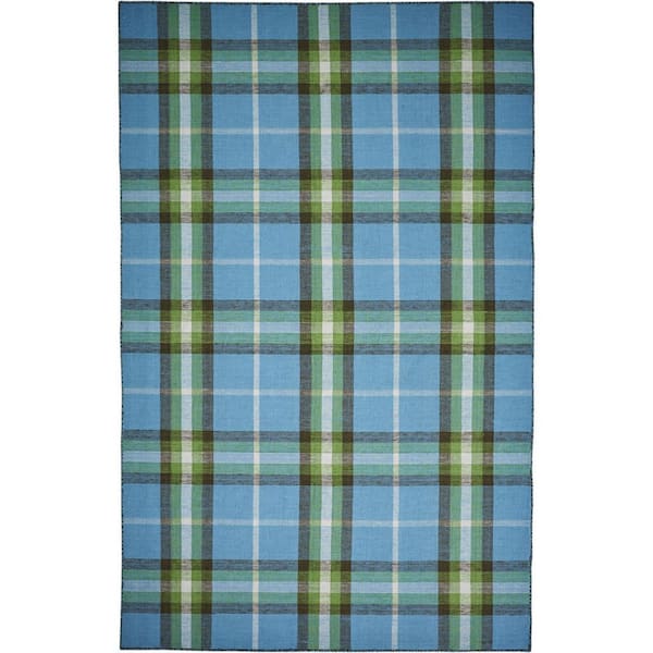 HomeRoots 5 ft. x 8 ft. Blue and Green Abstract Area Rug 2000512380 ...