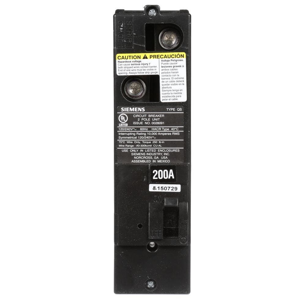 Siemens 200 Amp Double-Pole 10kA Type QS Multi-Family Main Breaker ...