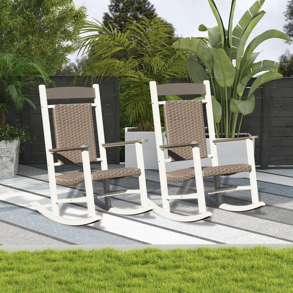 domi outdoor living Set of 2 All-Weather PE Wicker Outdoor Rocking ...